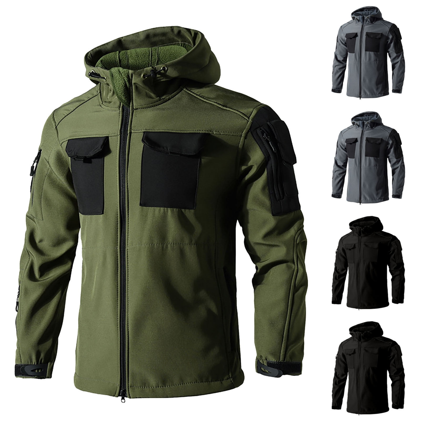 Axiiglly Jackets for Men Fleece Lined Softshell Lightweight Jacket Winter Plus Size Zip Up ...