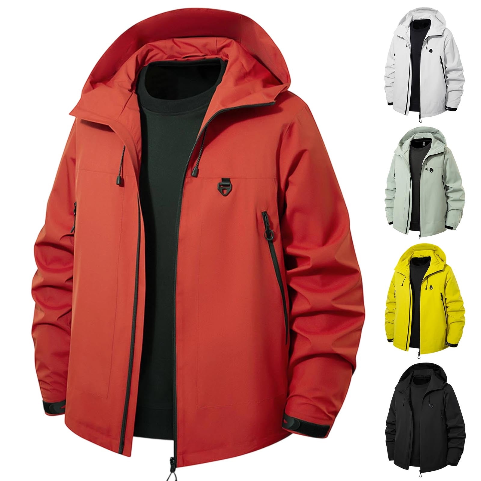 Axiiglly Jackets for Men Outdoor Waterproof Winter Jacket Warm Plus Size Coat Windproof Hooded ...