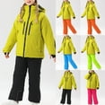 Axiiglly Kids Snow Suit Solid Color Hooded Jacket Elastic Waist Pant ...