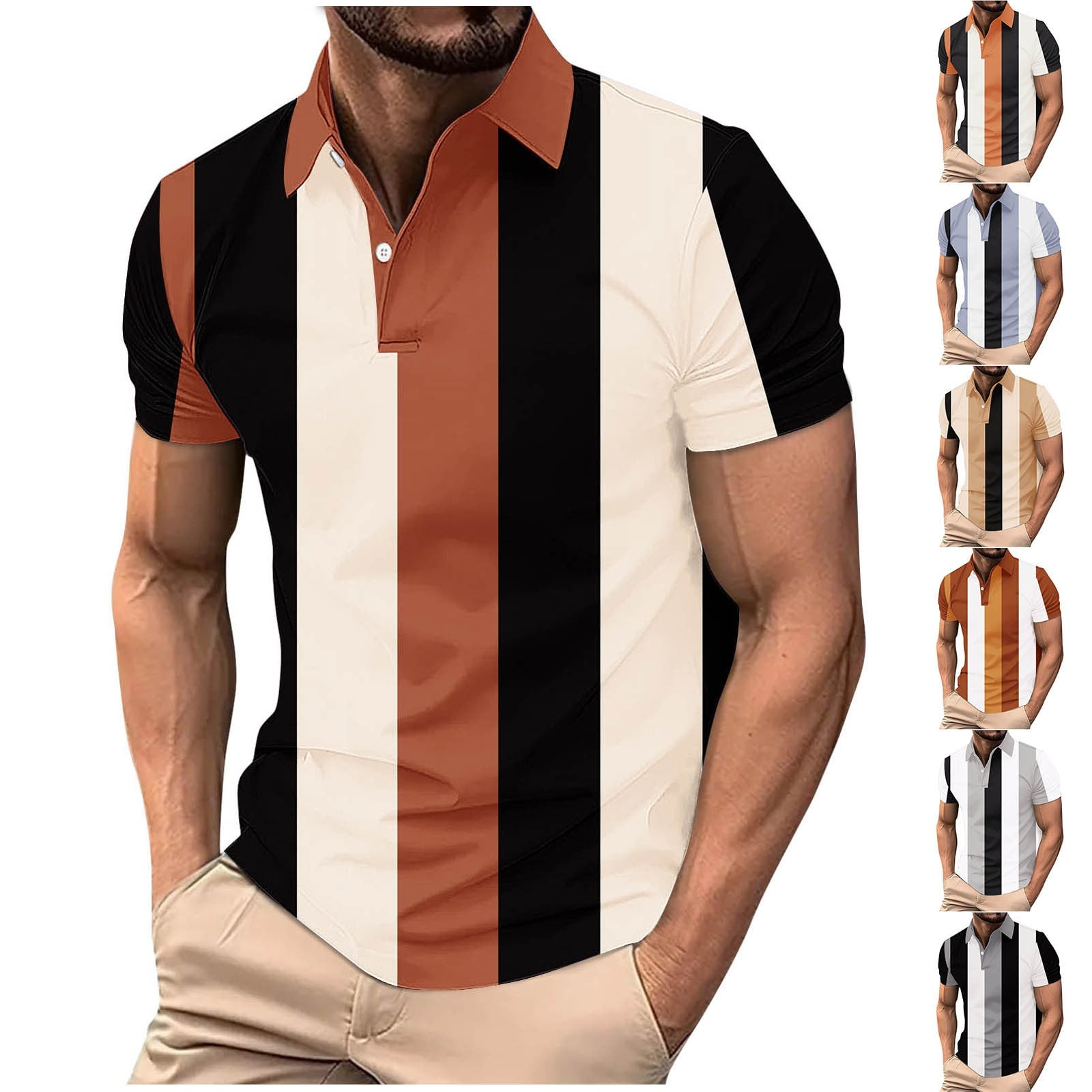 Axiiglly Mens Shirts Button Down Oversized Shirts Fashion Lapel Striped ...