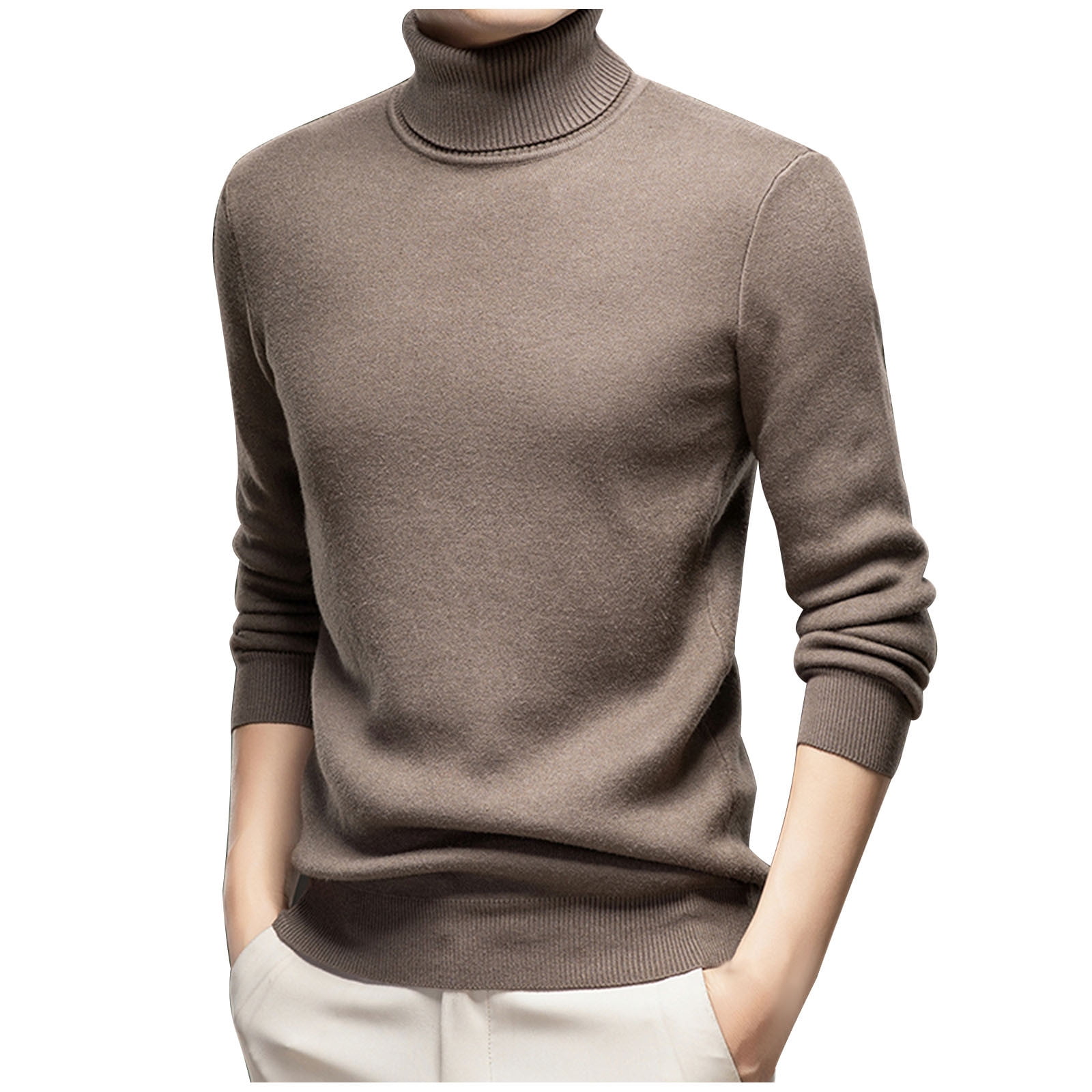 Axiiglly Mens Sweater Solid Color Pullover Sweater Cable Knit ...