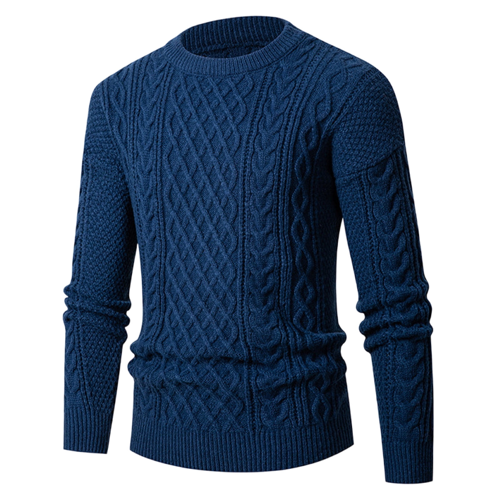 Axiiglly Mens Sweater Solid Color Pullover Sweater Comfy Soft Oversized ...