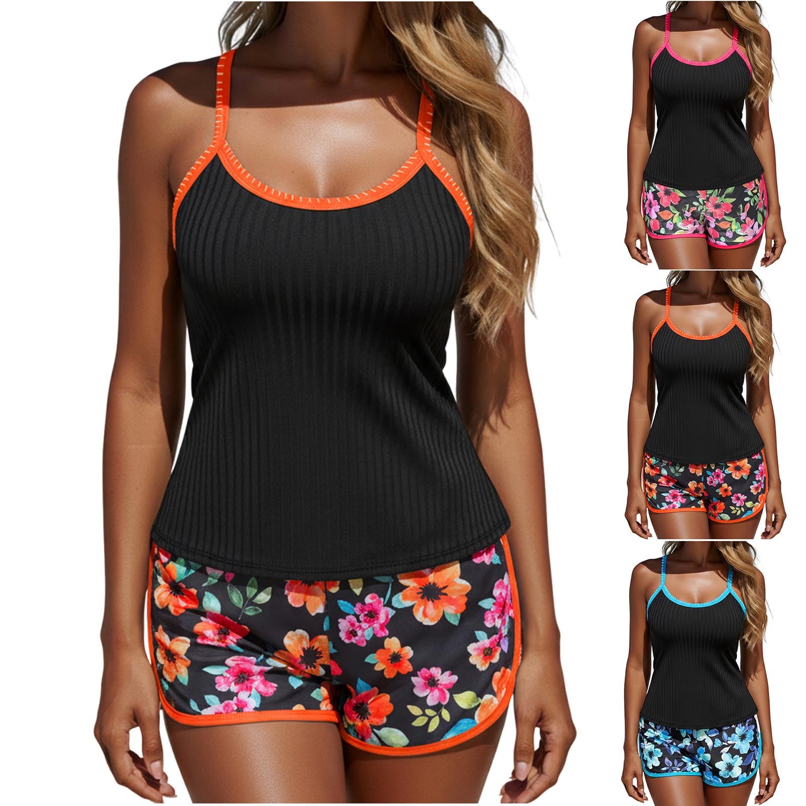 Axiiglly One Piece Swimsuit Women Hawaiian Print Spaghetti Straps ...