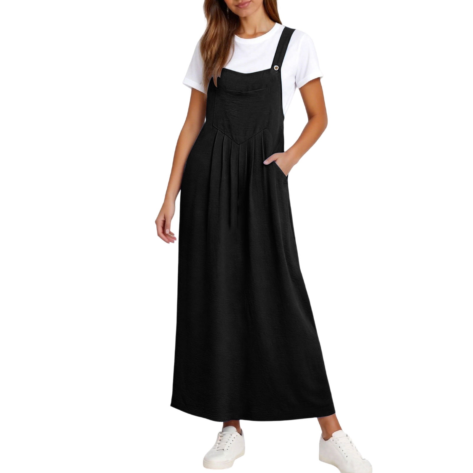 Axiiglly Overall Dress for Women 2026 Sleeveless Slim Pleated A Line ...