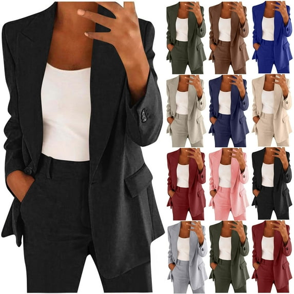 Axiiglly Pant Suits for Women Dressy 2 Piece Dressy Blazer High Waisted ...
