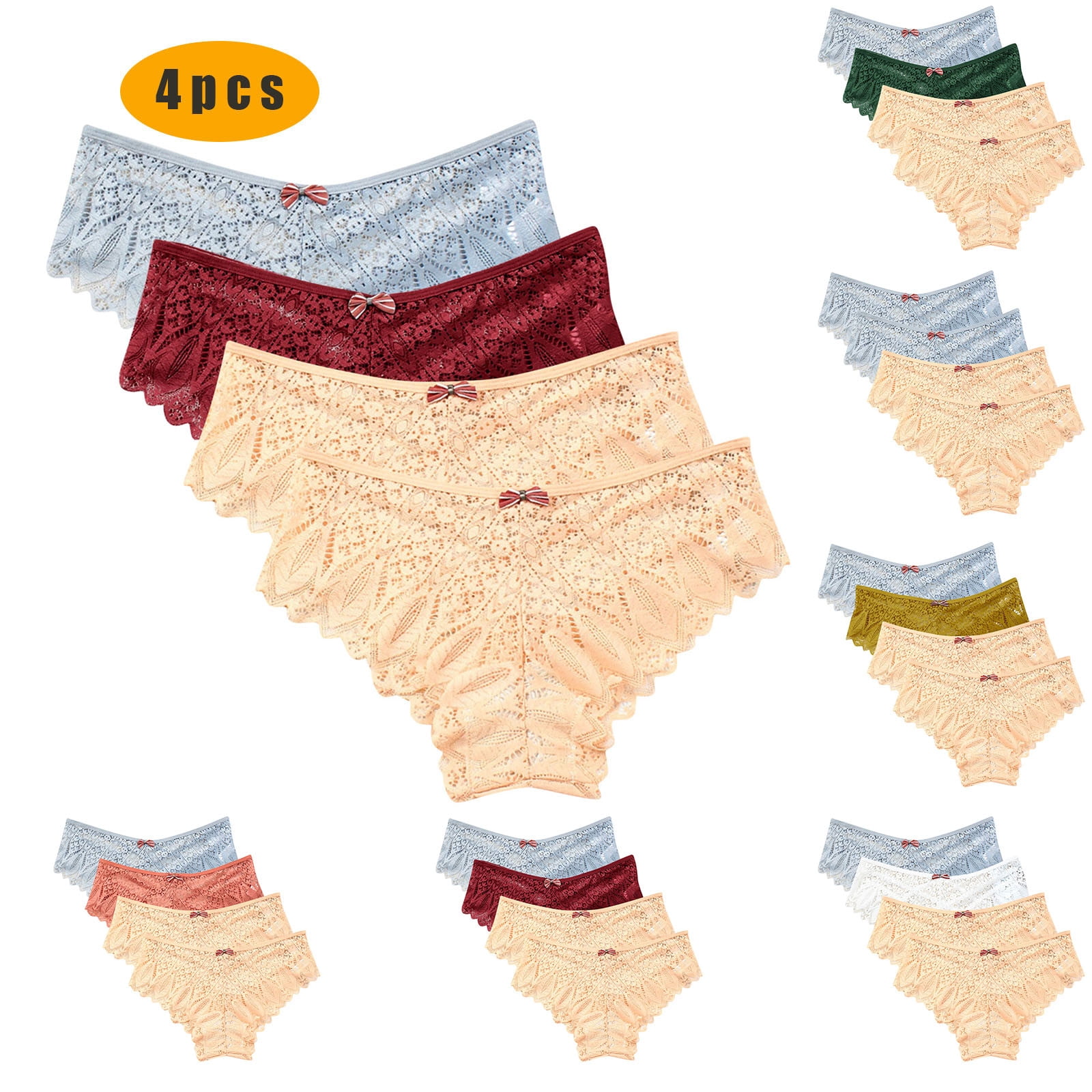 Axiiglly Panties for Women Plus Size Underwear Solid Color Lace ...