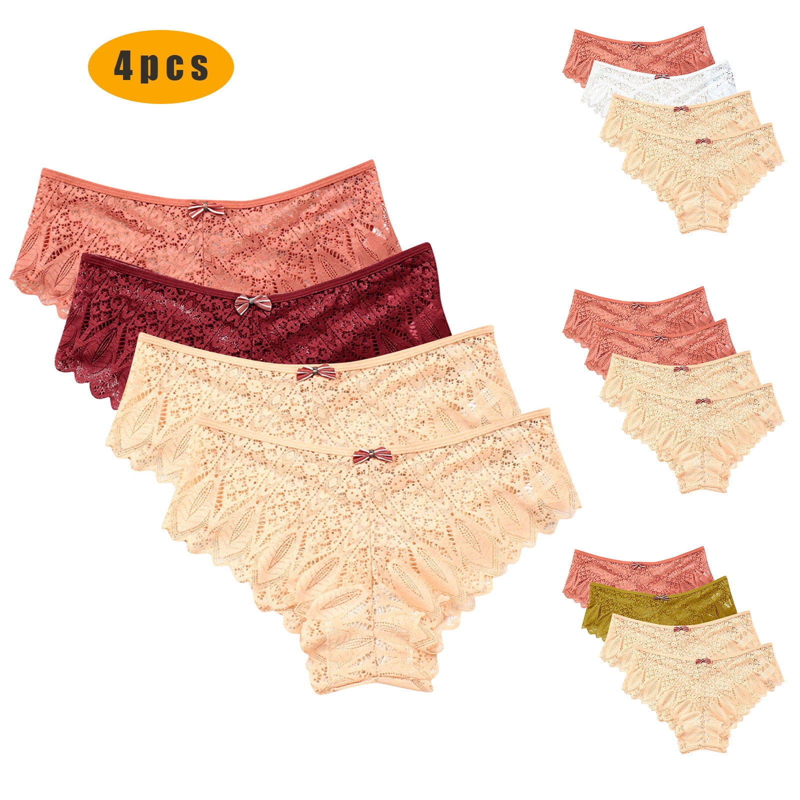 Axiiglly Panties For Women Plus Size Underwear Solid Color Lace