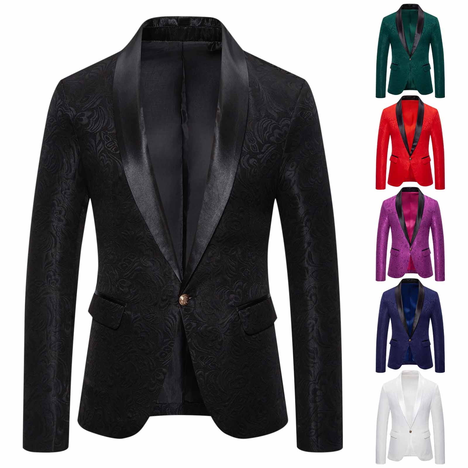 Axiiglly Prom Jackets for Men Classic Fit Suit Jacket One Button Blazer ...
