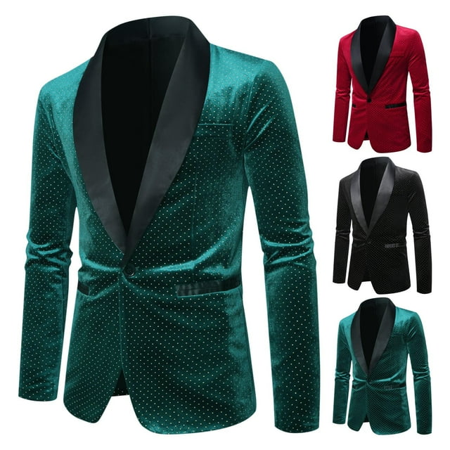 Axiiglly Prom Jackets for Men Classic Fit Suit Jacket One Button Polka ...
