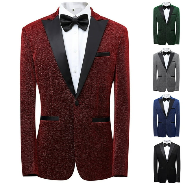 Axiiglly Prom Jackets for Men Slim Fit Suit Jacket One Button Sequin ...