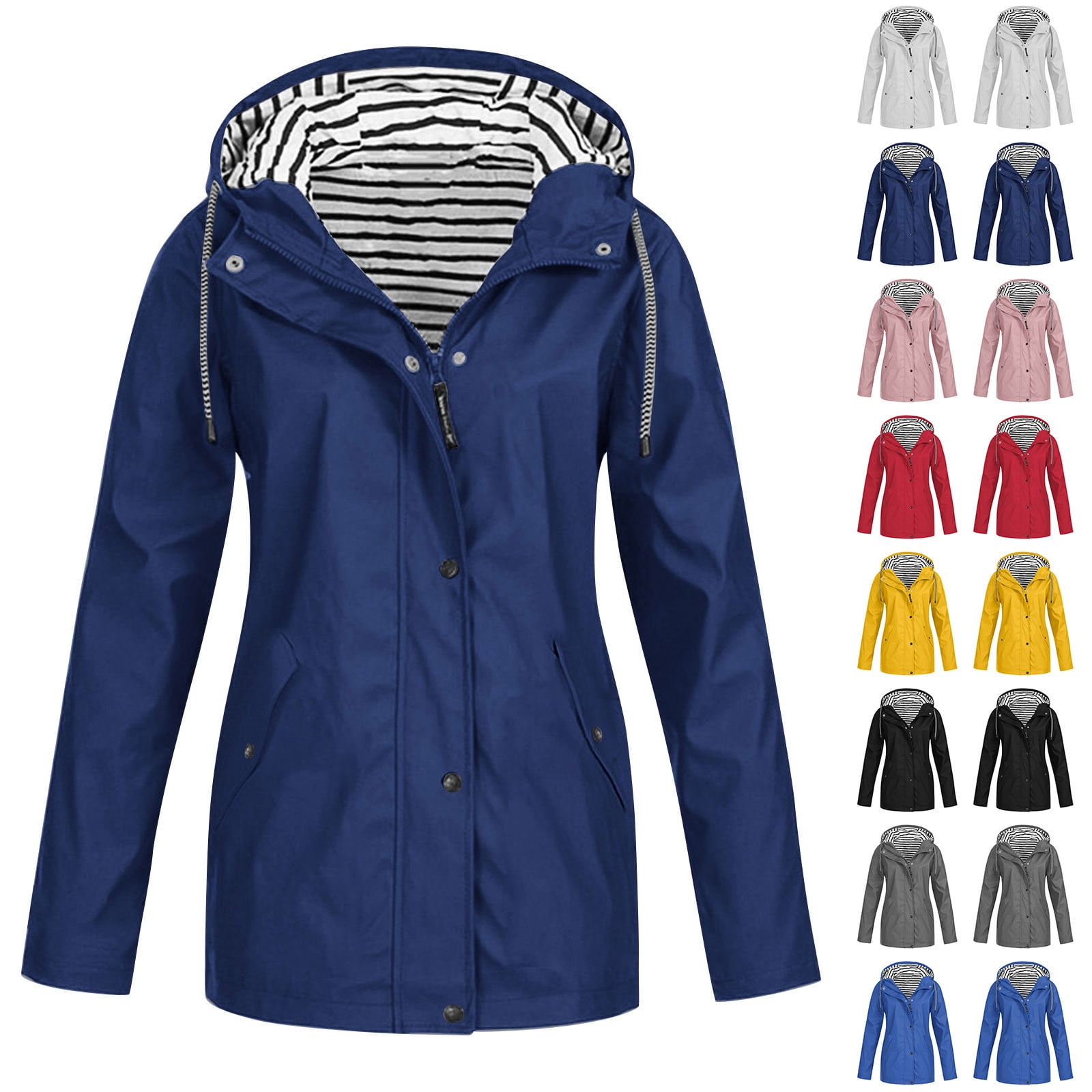 Axiiglly Rain Jacket Women Waterproof Outdoor Raincoat Hooded ...