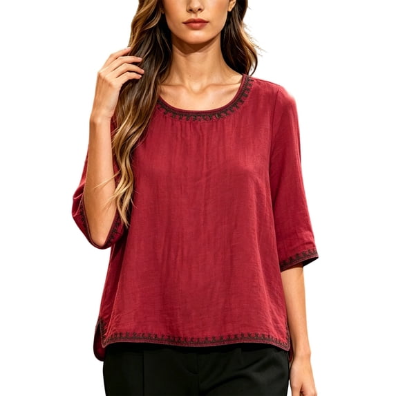 Axiiglly Shirts for Women, Long Sleeve Crew Neck Plus Size Blouses ...