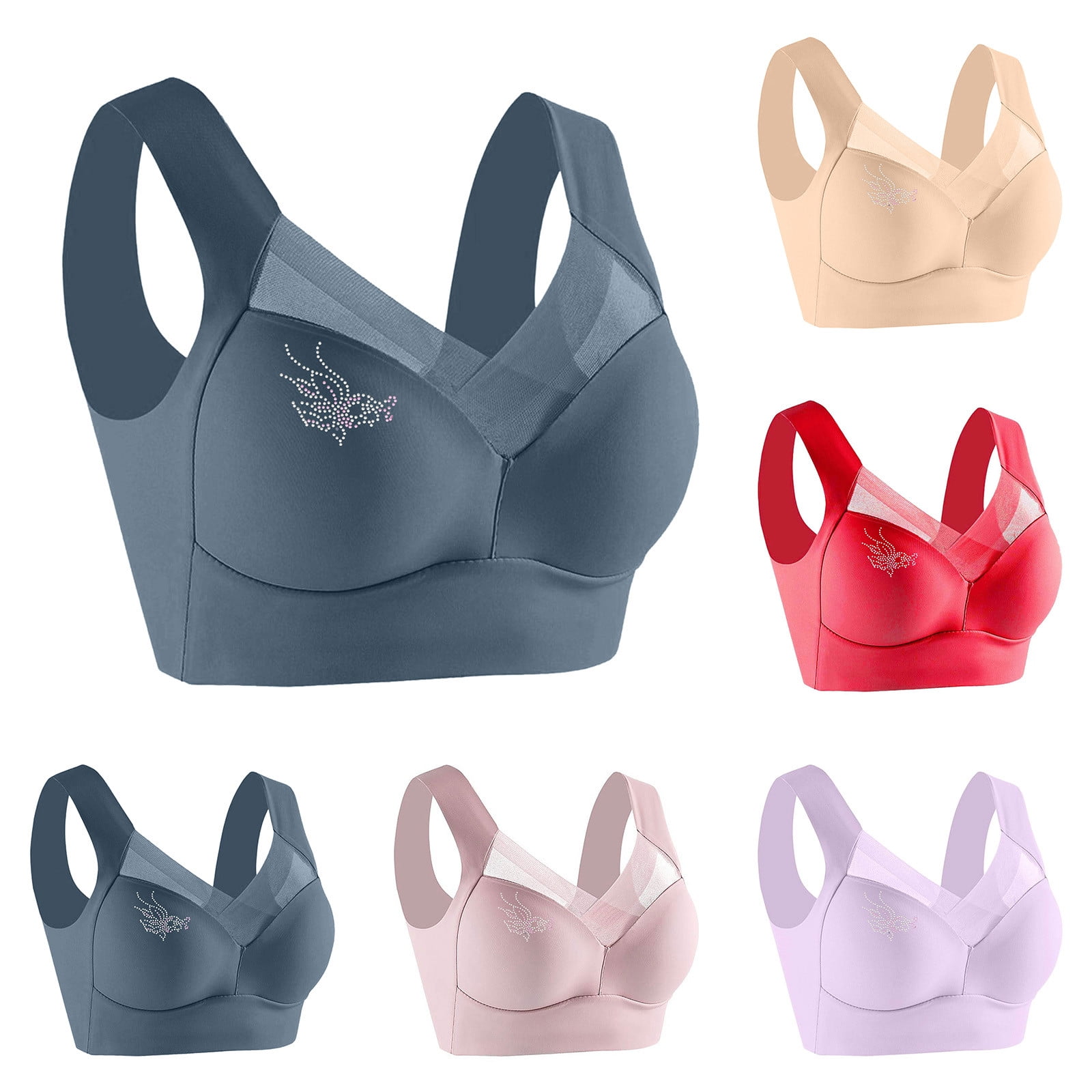 Axiiglly Sports Bras for Women Plus Size Seamless Bras Mesh No ...