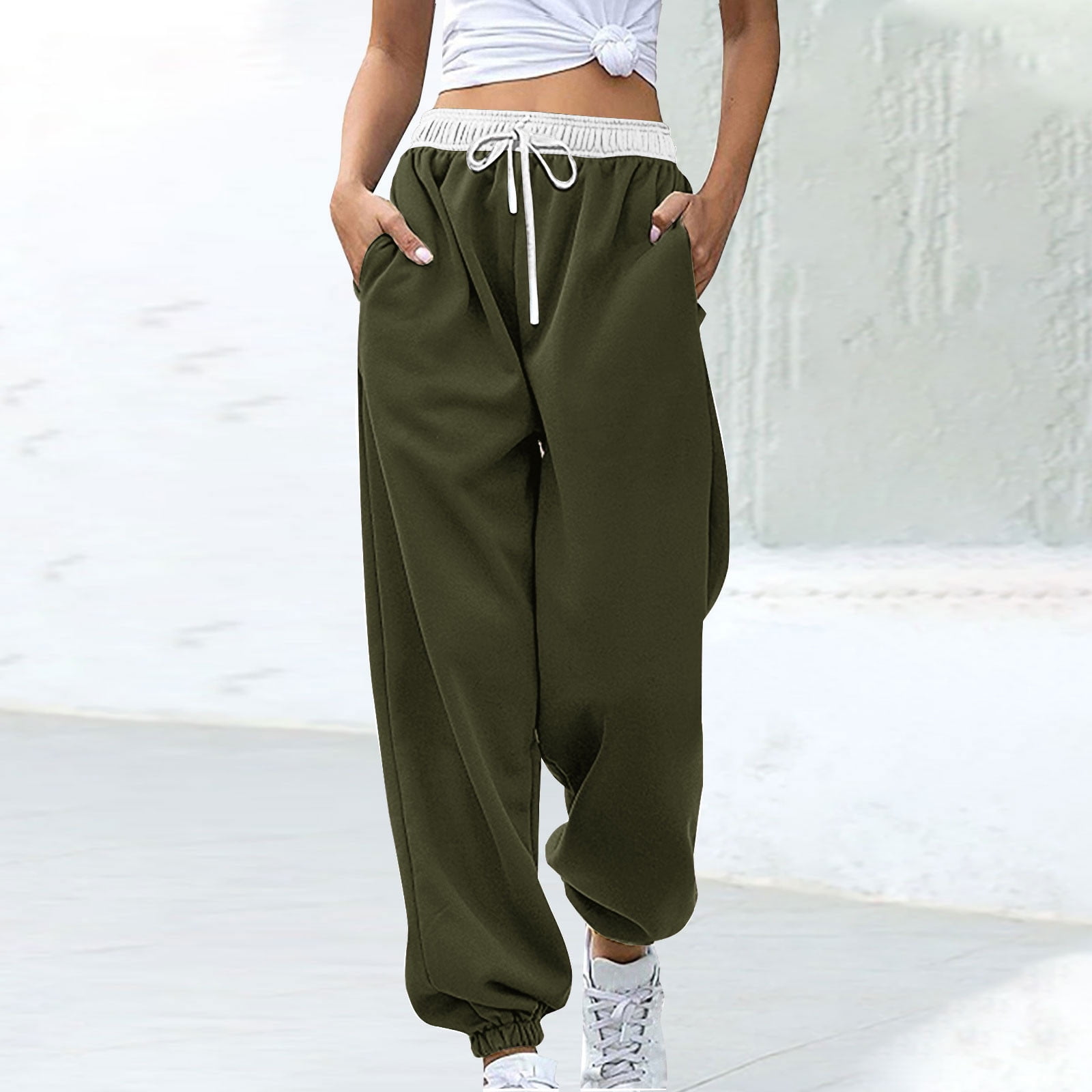 Axiiglly Sweatpants Women Cotton Drawstring Athletic Joggers Casual ...
