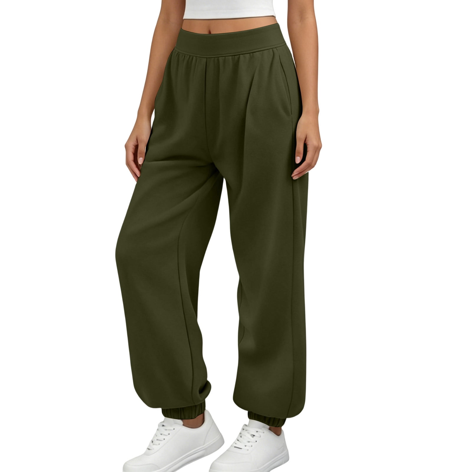 Axiiglly Sweatpants for Women Elastic High Waisted Loose Jogger ...