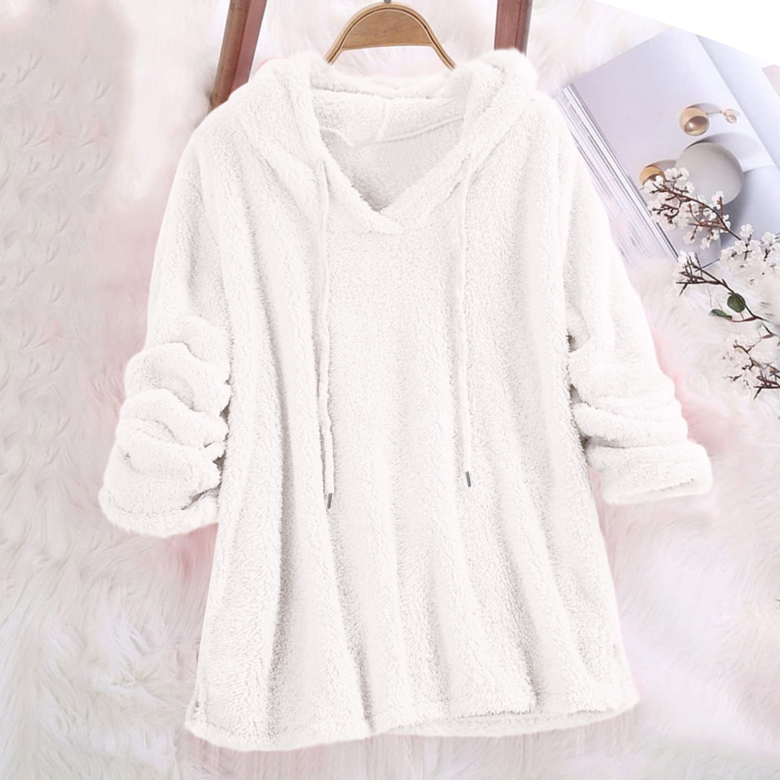 Axiiglly Sweatshirt for Women Solid Color Plus Size Hoodies Winter ...