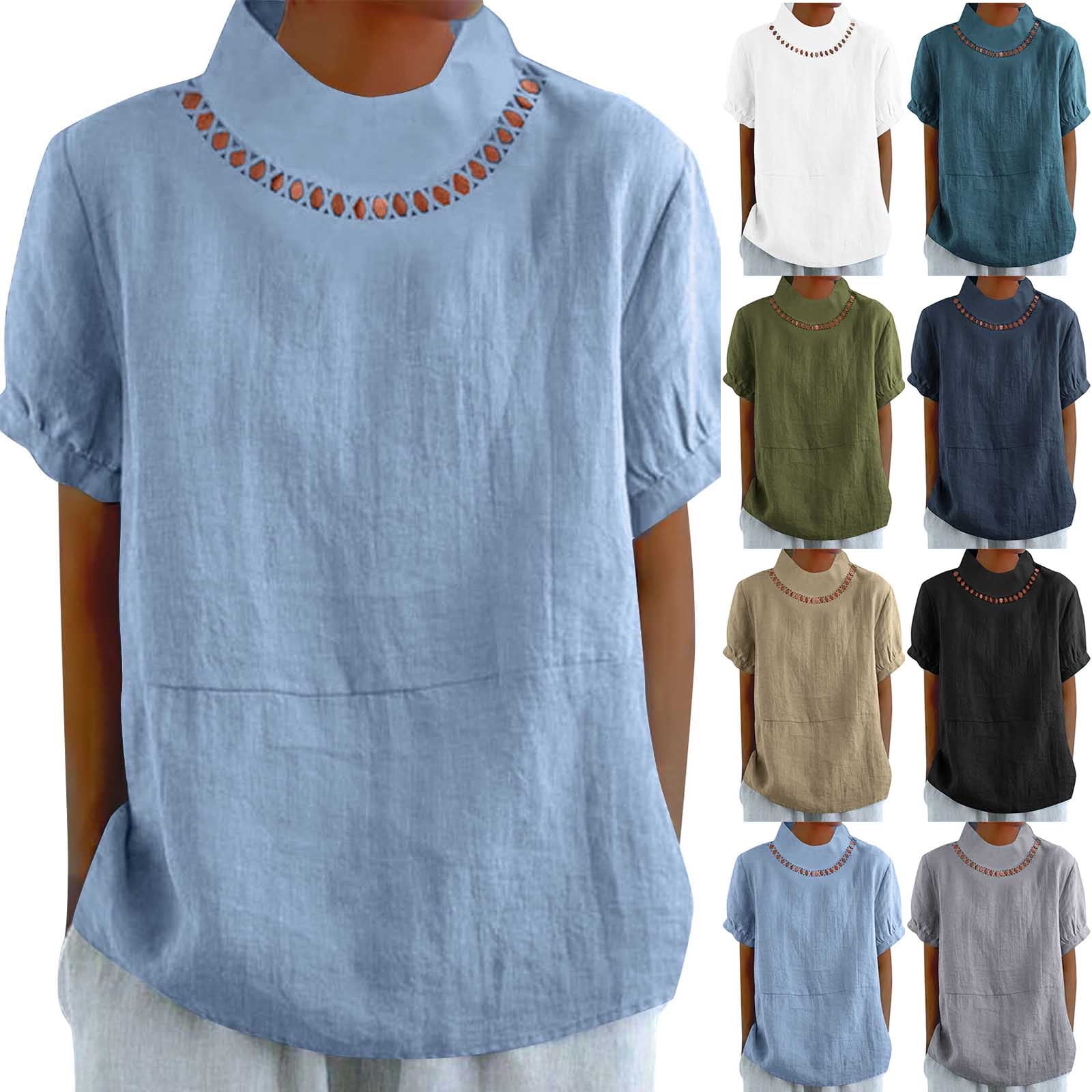 Axiiglly Tank Top for Women Stand Collar Tank Tops Casual Summer Tank ...