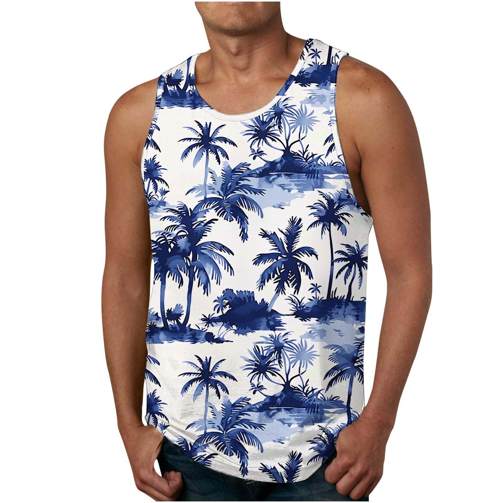 Axiiglly Tank Tops Men Hawaiian Beach Tank Top Undershirt Summer ...