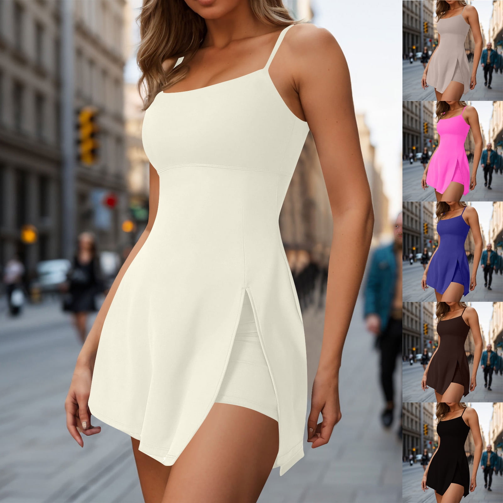 Axiiglly Tennis Dress for Women Spaghetti Straps Mini Dresses Side ...