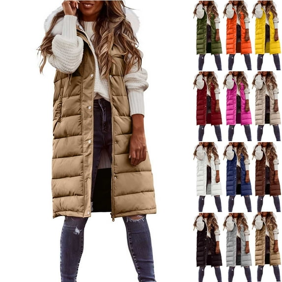 Axiiglly Vest Jackets for Women Sleeveless Button Zip Up Jackets with ...