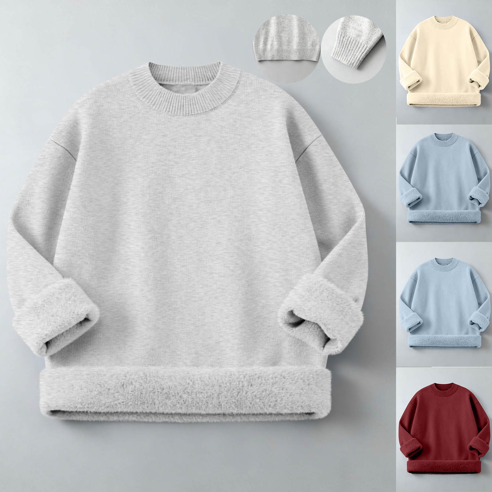 Horkkom Winter Sweaters for Women Fleece Warm Soft Pullover Sweaters ...