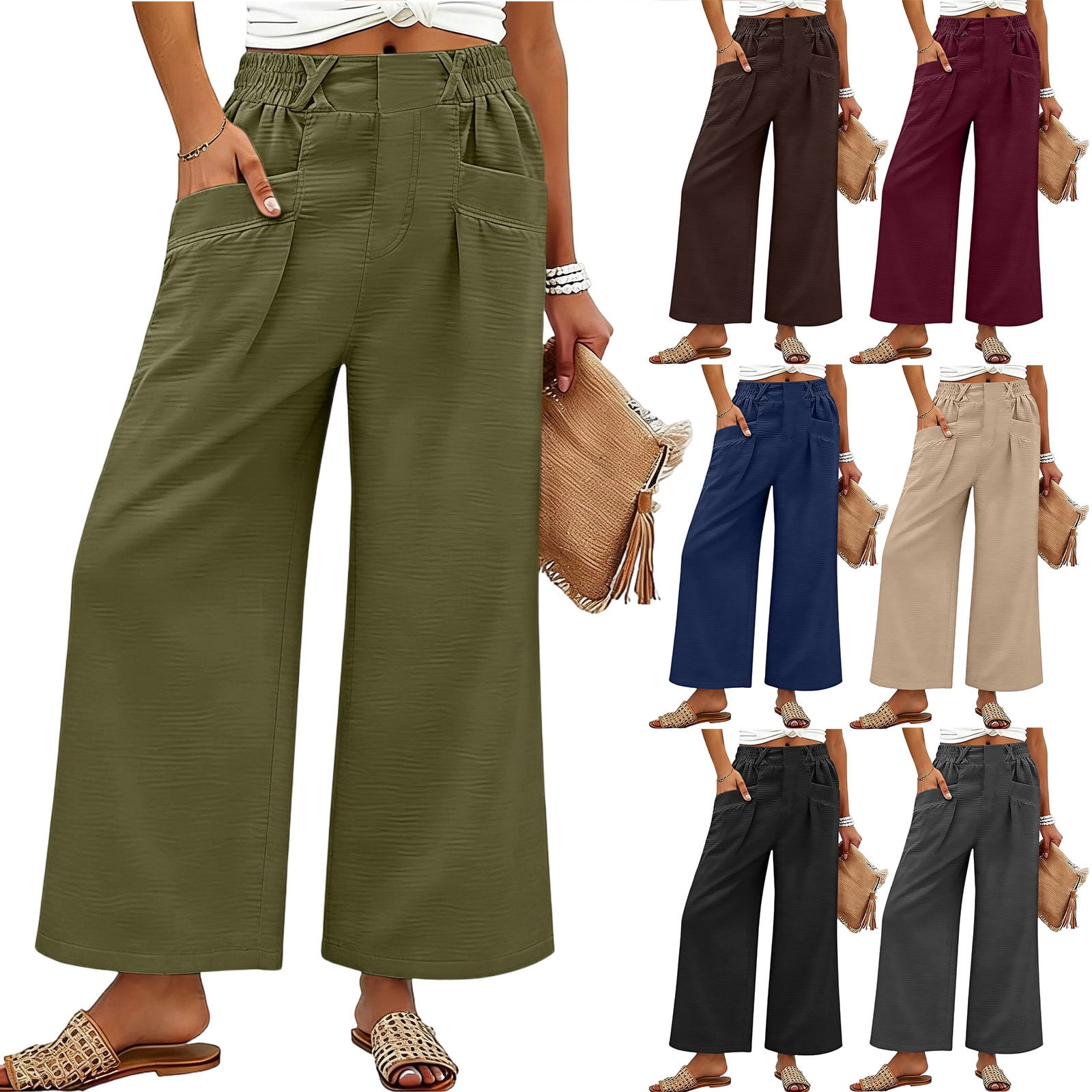 Axiiglly Women's Pants, 2026 Casual Loose Elastic Waist Athletic ...