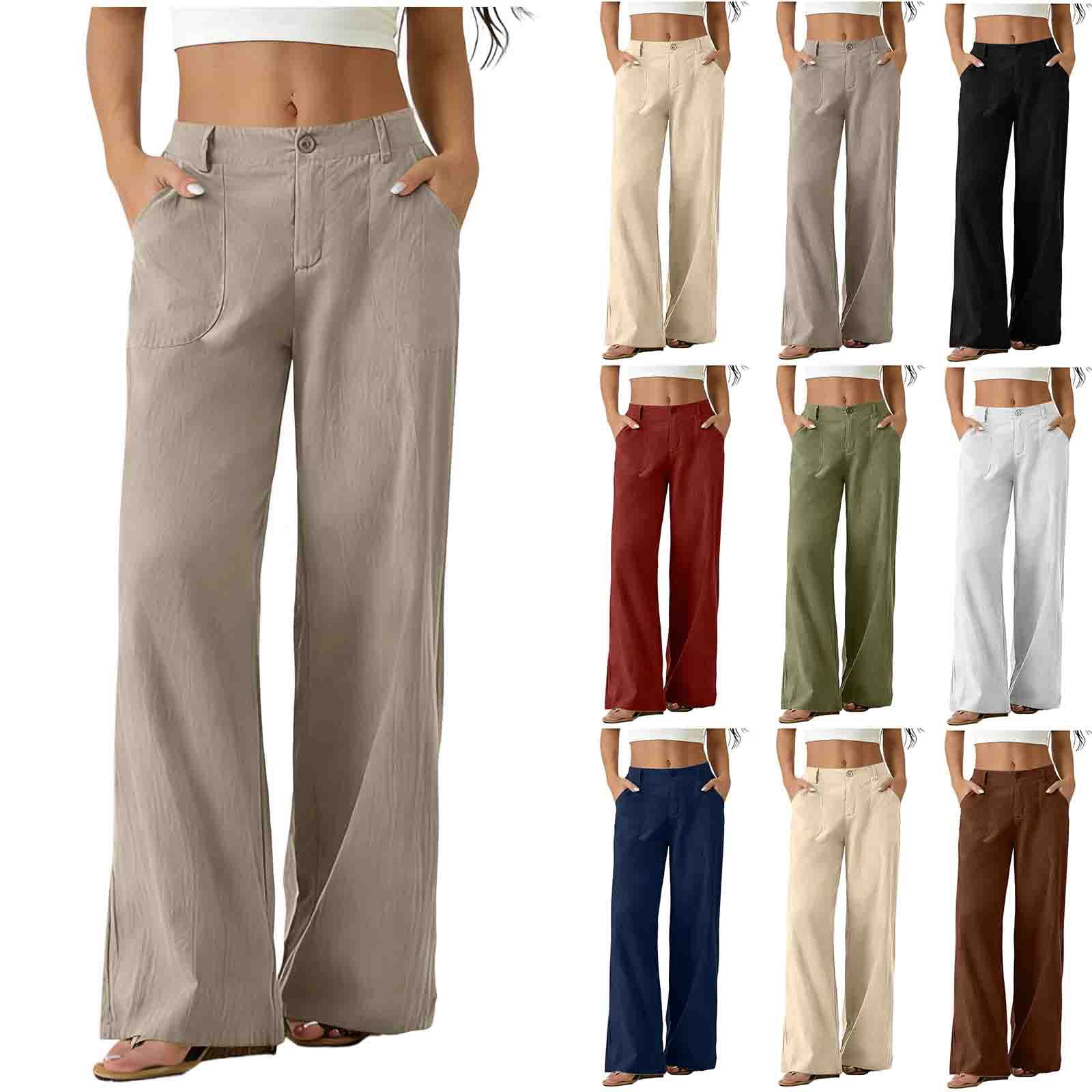 Axiiglly Women's Pants Casual Loose High Waist Workout Pants with ...