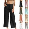 Axiiglly Womens Dress Pants Lightweight Wide Leg Pants Business Casual Work Pants with Pockets ...