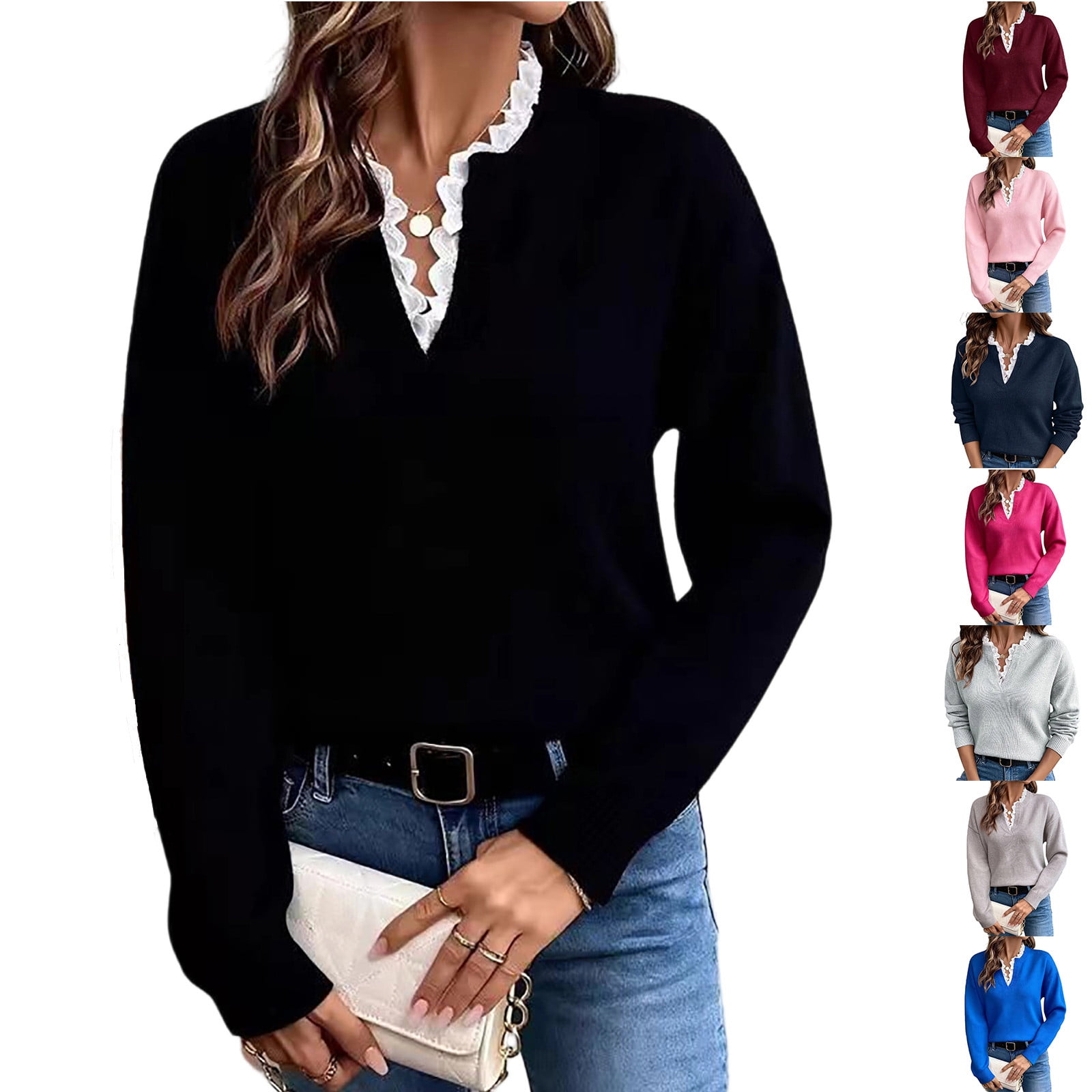Horkkom Womens Sweaters Soft Comfy Pullover Sweaters Spring Fall Casual ...