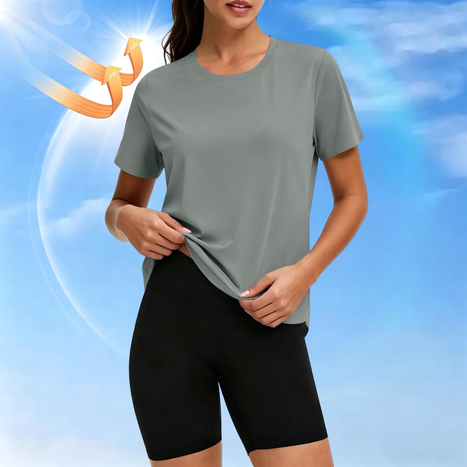 Axiiglly Workout Tops for Women Quick Dry Sun Protection UPF 50+ Short ...