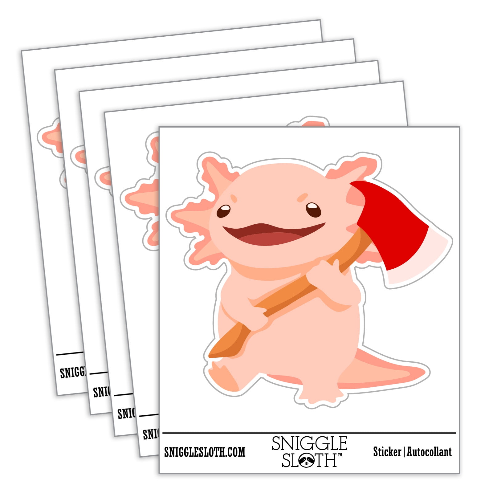 Axing Axolotl with Axe Car Window Bumper Water Bottle Phone Tablet ...