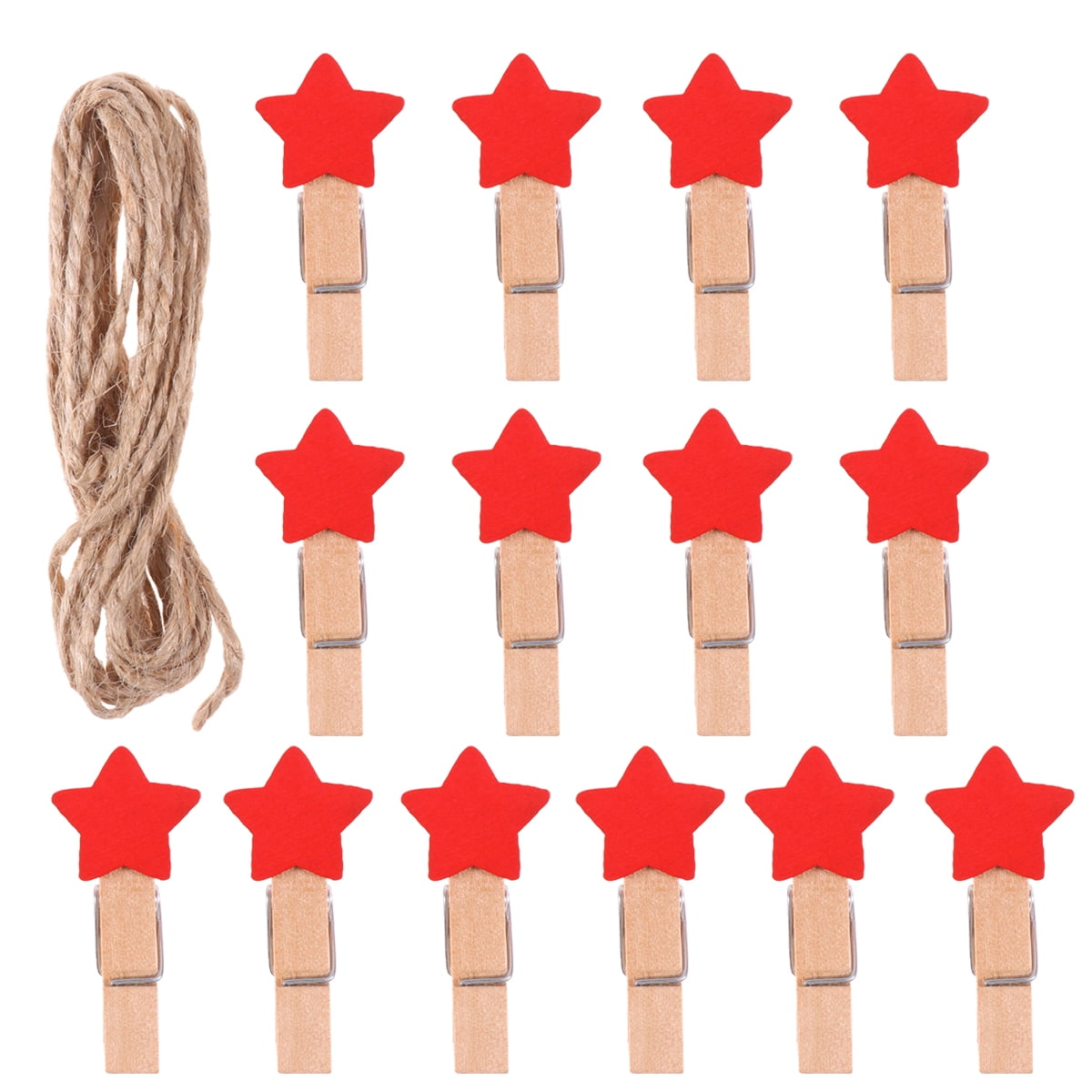 Axio 100pcs 3.5cm Wood Clip Clamp Photo Mini Clip Star Shape Message ...