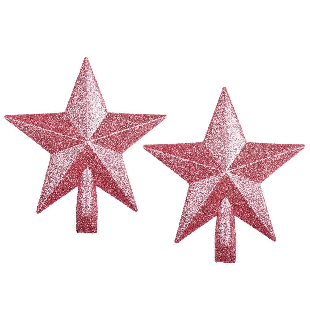 Axio 2pcs Christmas Tree Decoration Glittering Pink Star Topper Plastic ...