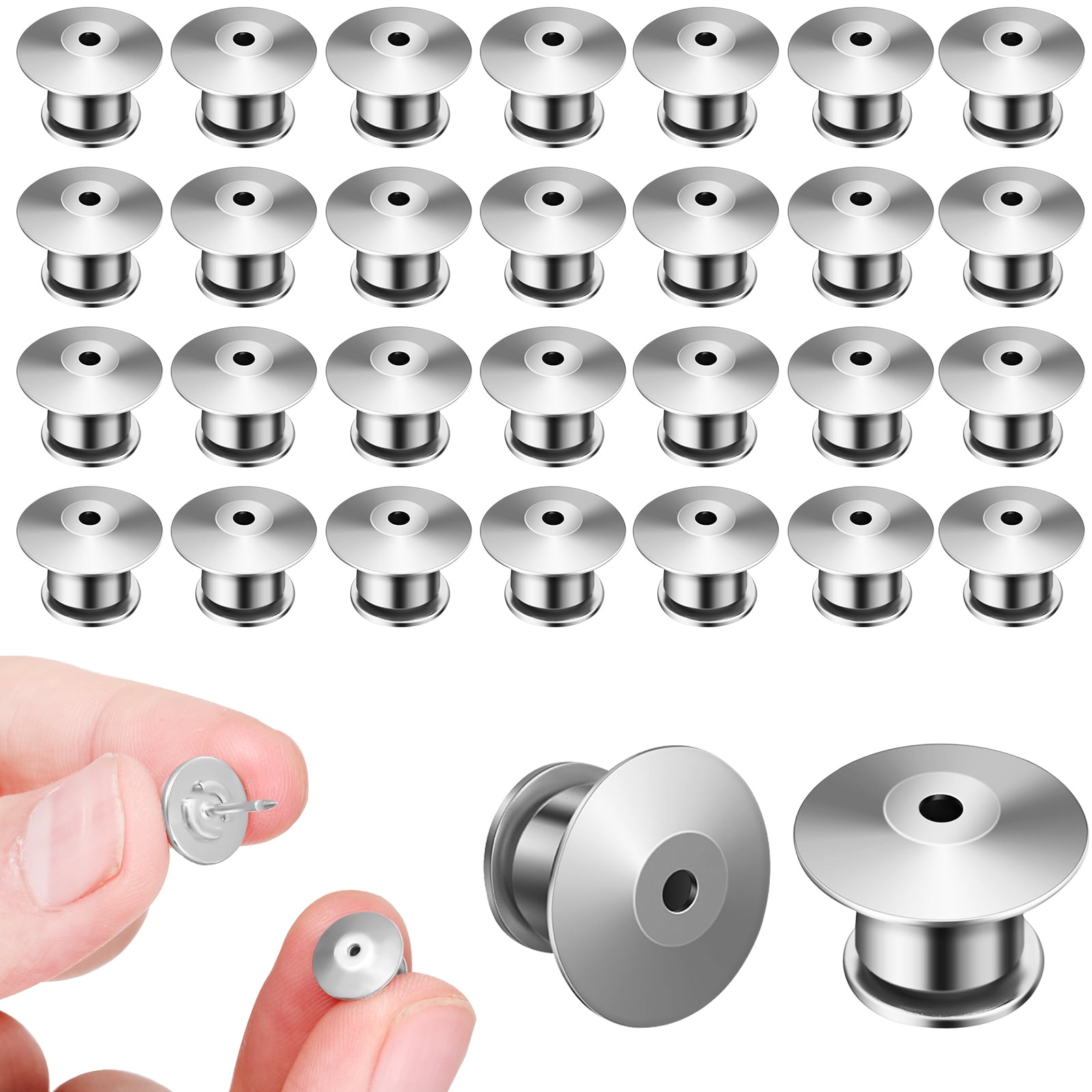 30 Pcs Metal Locking Pin Backs Replacement for Brooches, Badge Holders ...
