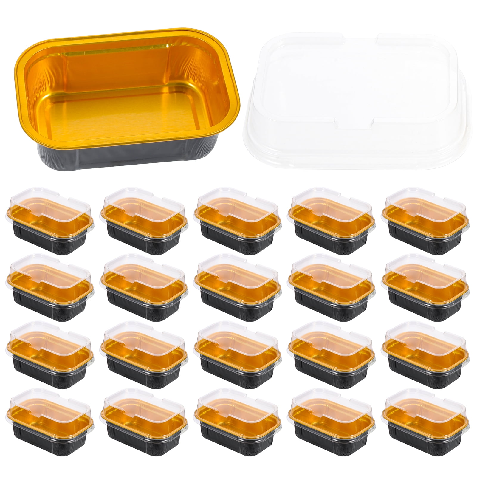 OUNONA 50Pcs Aluminum Food Containers Compact Food Boxes Transparent ...