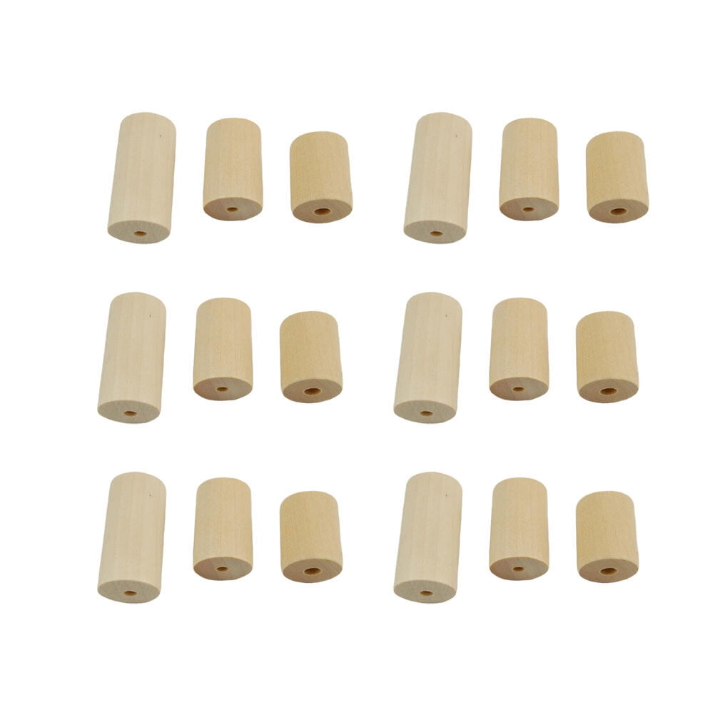60 Pcs 5mm Hole Solid Wooden Tube Round Rods Craft Sticks Unfinished ...
