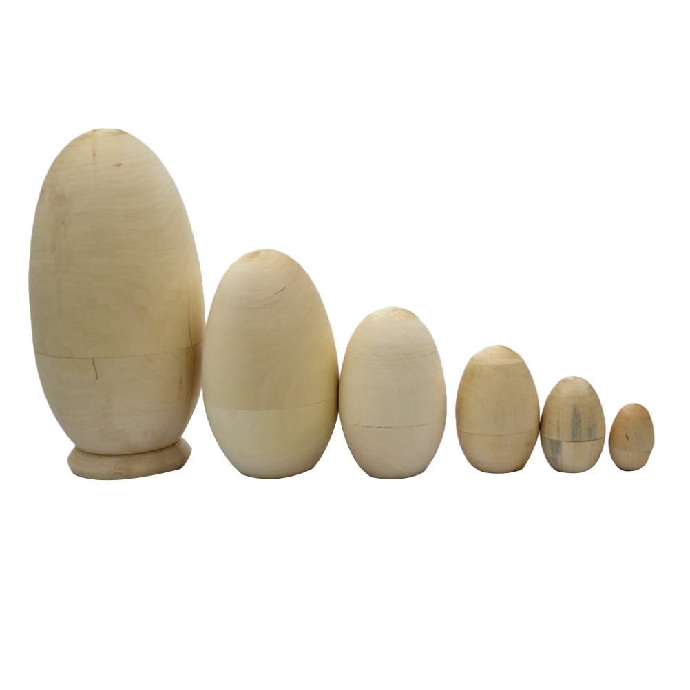 6PCS DIY Matryoshka Doll Crafts Wooden Russian Nesting Doll Toy ...