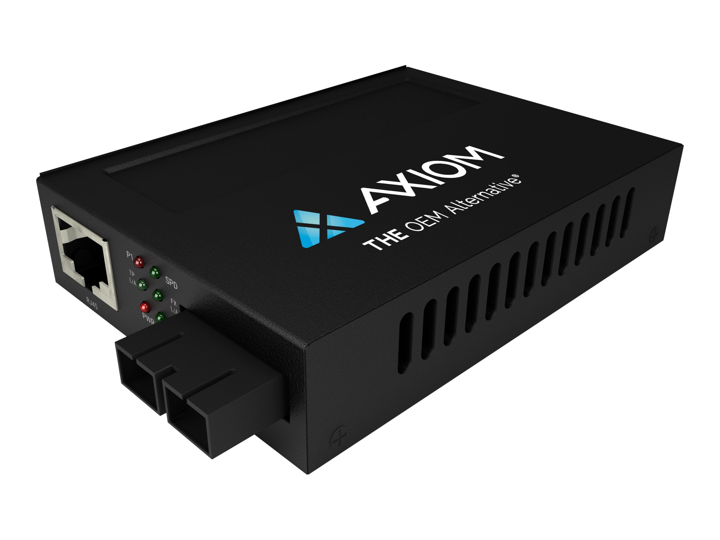 Axiom 100Mbs POE RJ45 to 100BASE-FX Fiber Media Converter, MMF, SC, 2km ...