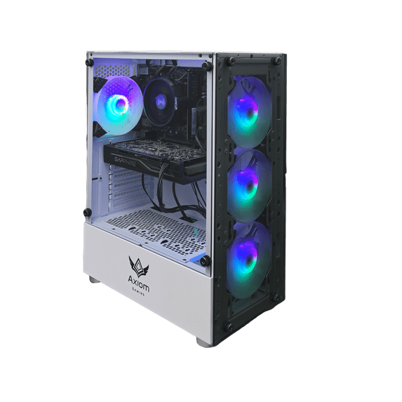 Axiom Gaming PC Desktop, Polar White, AMD Ryzen 5, 16GB RAM, 512GB SSD ...