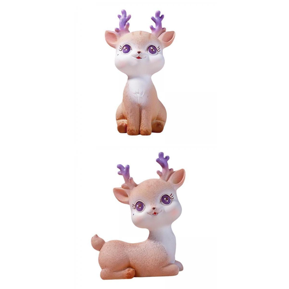 Axioma 2x Resin Mini Deer Figurines Miniature Animal Statues Bonsai ...