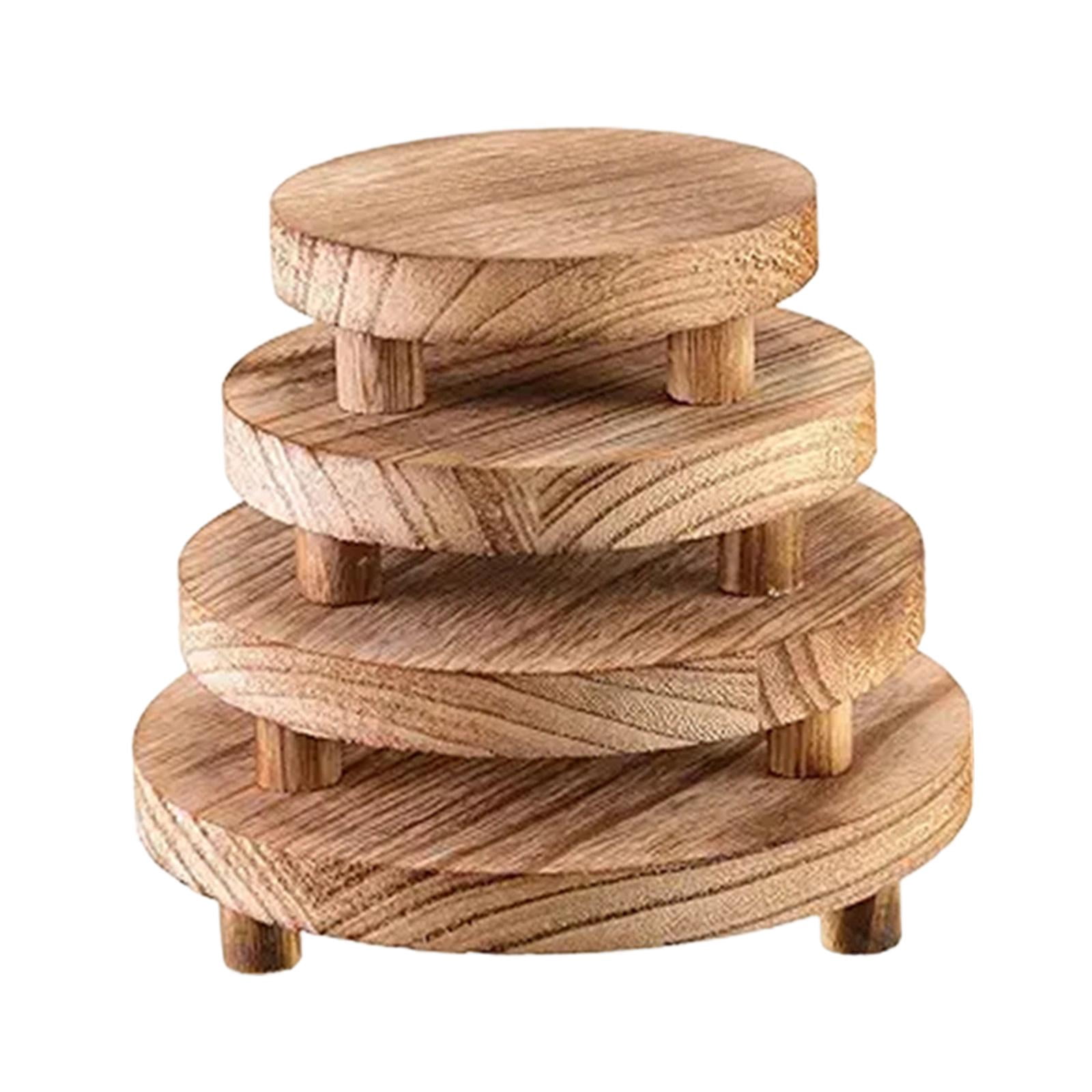 Axioma 4 Pieces Wood Pedestal Organizer Multifunctional Round ...