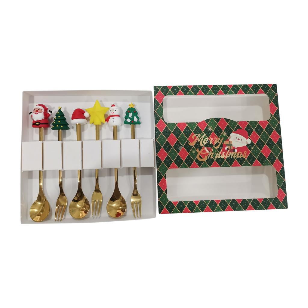 Axioma 6 Pieces Dessert Spoons Forks Christmas Coffee Tea Stainless ...