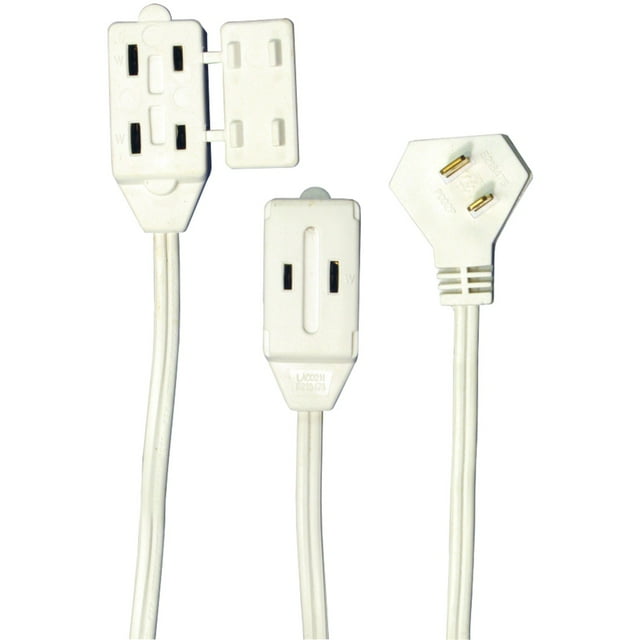 Axis 3 Outlet 6 Ft Low Profile Wall Extension Cord - White 2 Prong ...