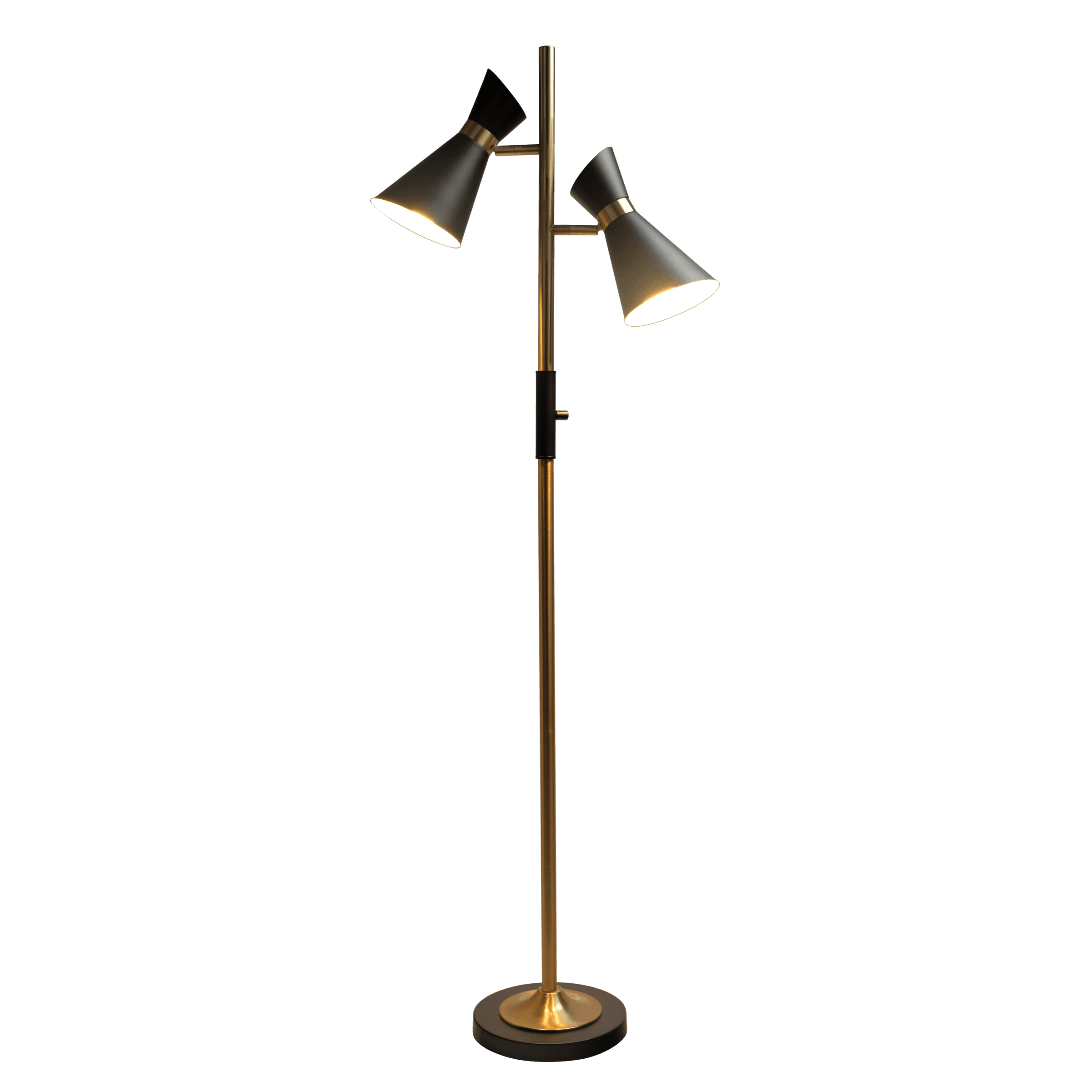 Axis Brassed Gold Floor Lamp with 4-Way Switch Double Spots with Metal ...