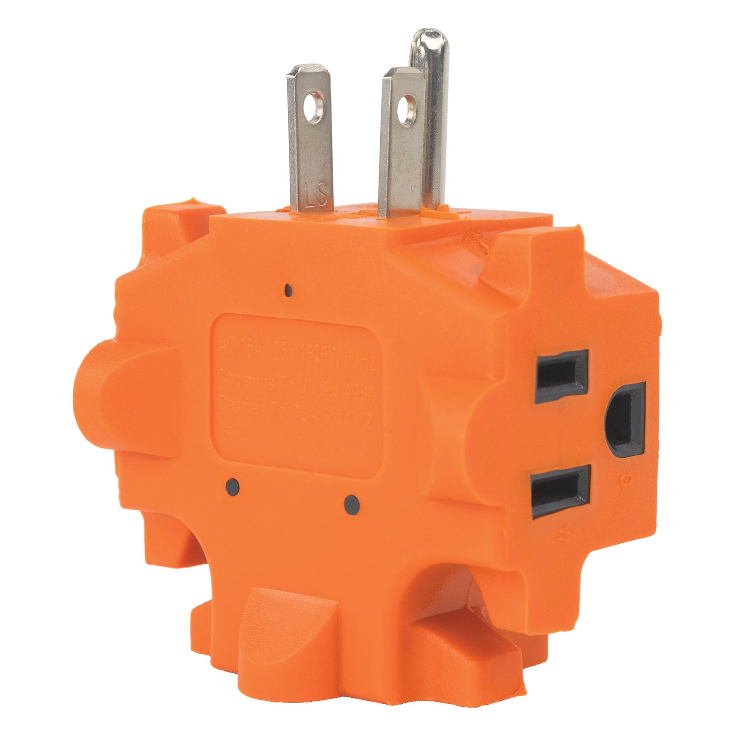 Axis YLCT-10 3-Outlet Heavy-Duty Grounding Adapter (Orange) - Walmart.com