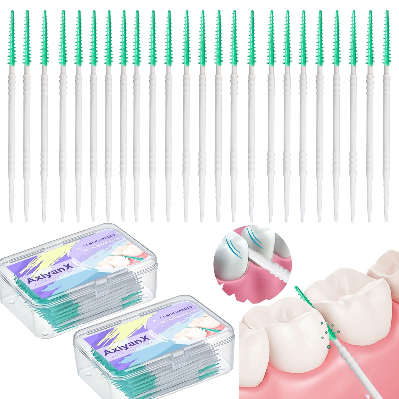 AxiyanX 450PCS Interdental Brushes KEF16 and Dental Floss 2-in-1,Double ...