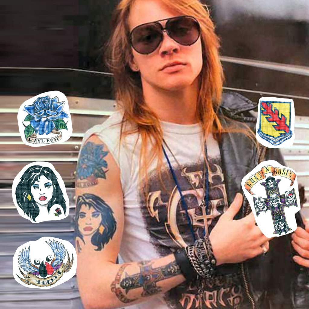 Axl Rose Inspired Temporary Tattoo Set - Axl Rose Costume Halloween ... Axl Rose Inspired Temporary Tattoo Set - Axl Rose Costume Halloween ...