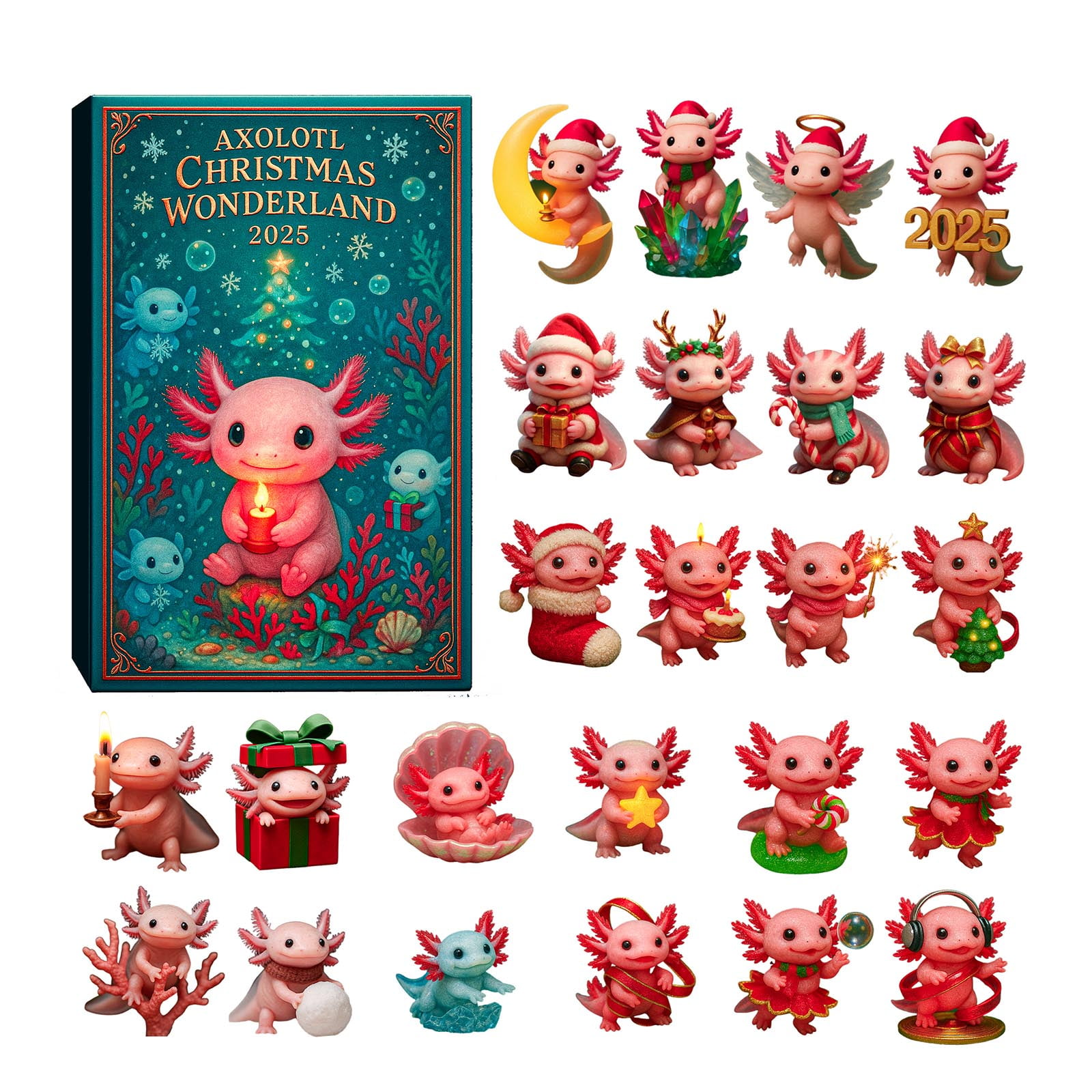 Axolotl Advent Calendar 2025 - 24 Days Surprises Axolotl Pendant Kit ...