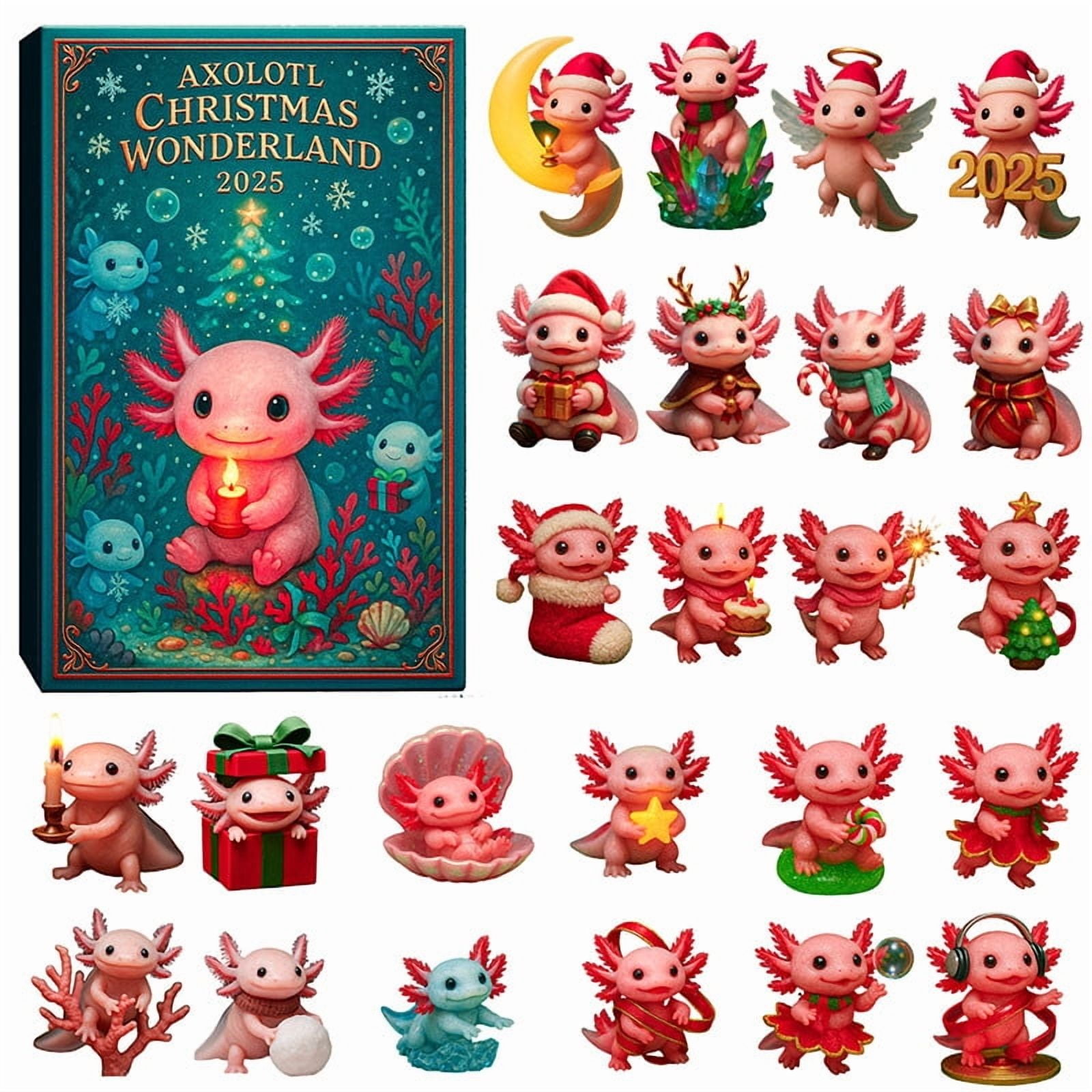 Axolotl Advent Calendar - 24-Day Christmas Countdown Calendar with 2D ...