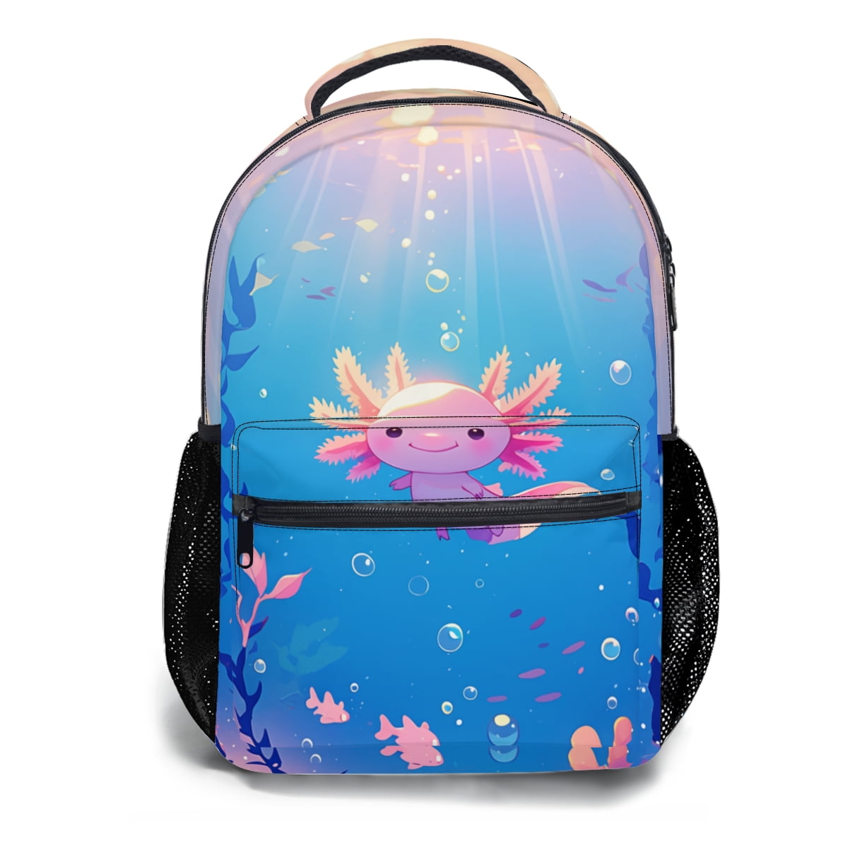 Axolotl Backpack 17 inch Cartoon Axolotl Backpack Large Capacity ...